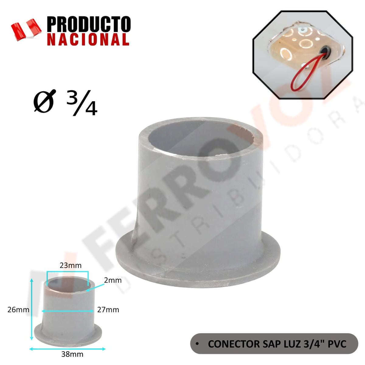 CONECTOR SAP LUZ 3/4" PVC – FERROVOZ IMPORT