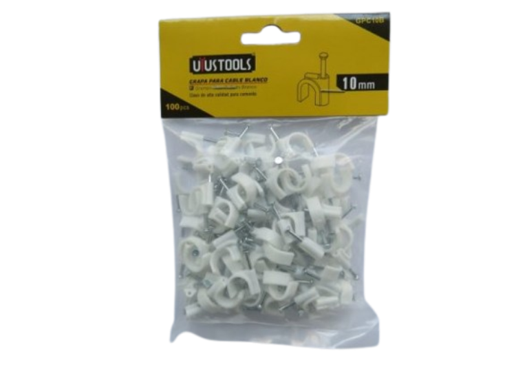 GRAPA PVC CABLE 10 MM ( 100 PCS ) BLANCO BOLSA – FERROVOZ IMPORT