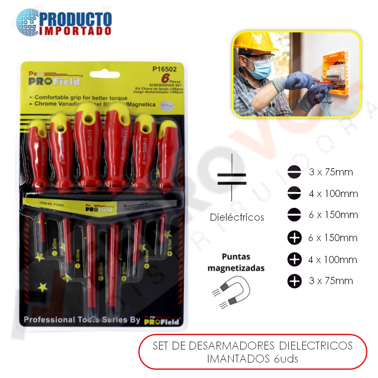 SET DE DESARMADORES DIELECTRICOS IMANTADOS 6PCS – FERROVOZ IMPORT