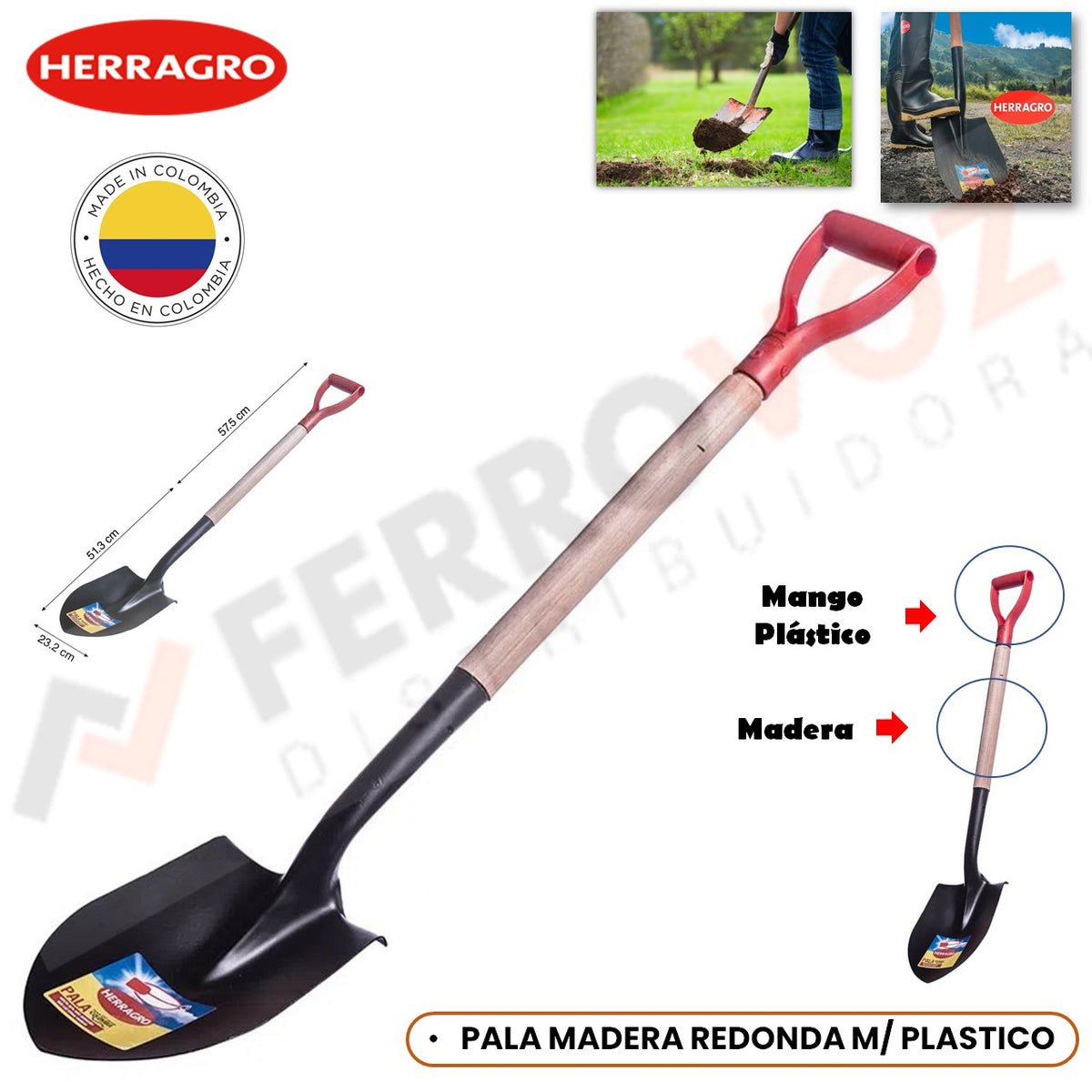 PALA MADERA REDONDA M/ PLASTICO - HERRAGRO COLOMBIA – FERROVOZ IMPORT