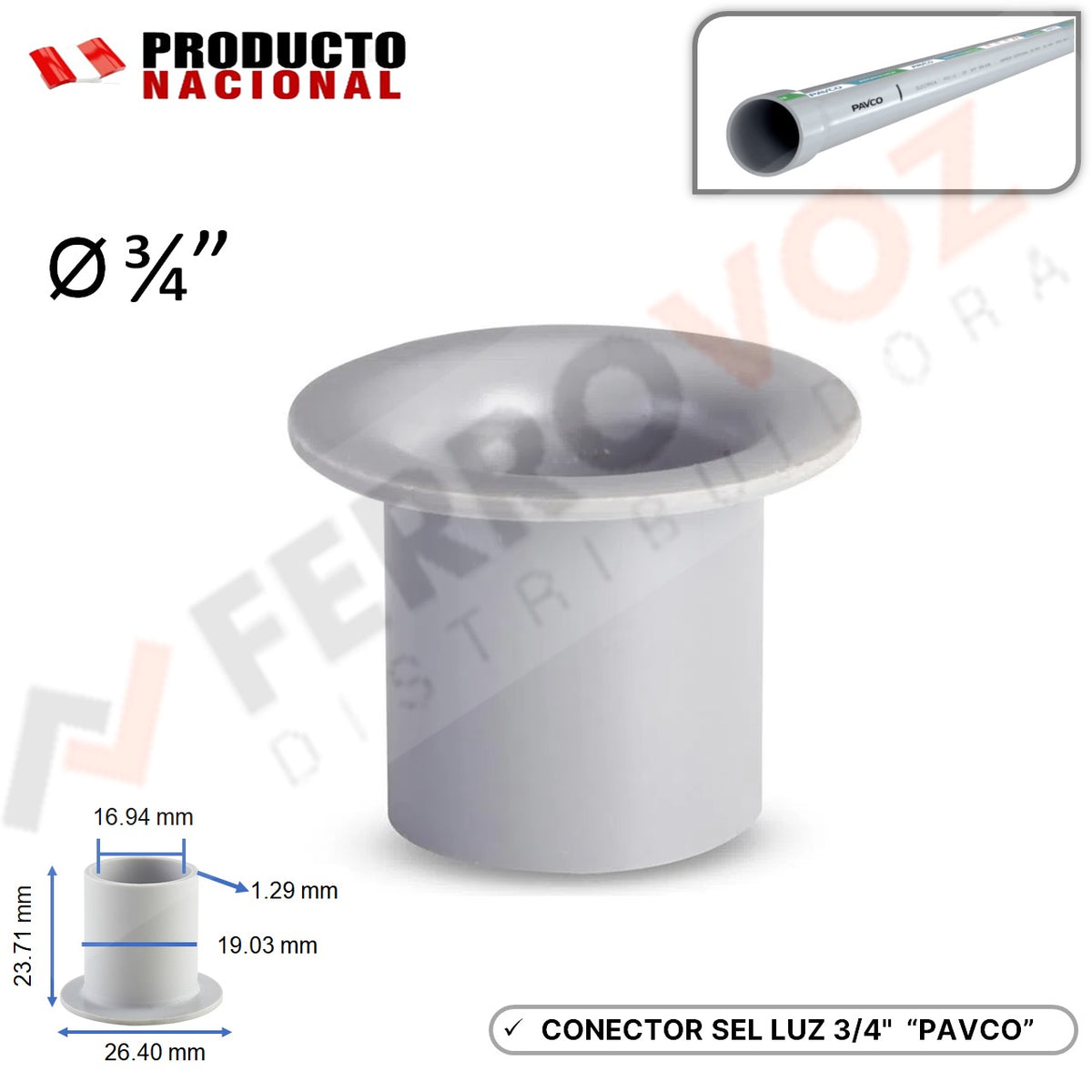 CONECTOR SEL LUZ 3/4" PAVCO – FERROVOZ IMPORT
