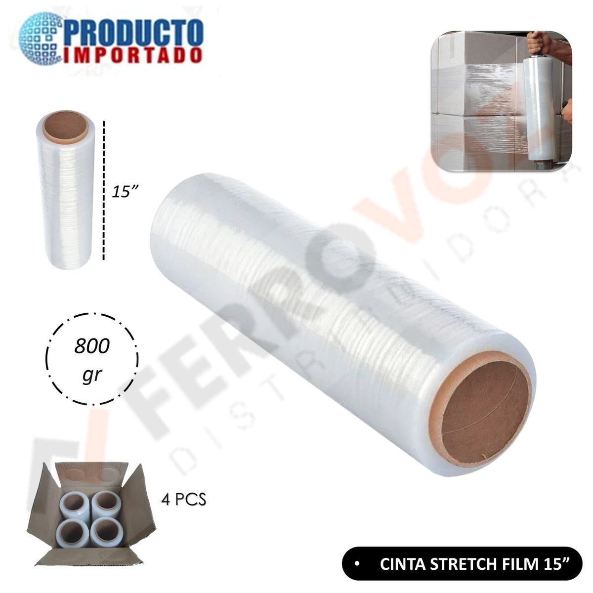 CINTA STRETCH FILM 15" X 20UM 635 GR X (4 PCS) ECONOMICO – FERROVOZ IMPORT