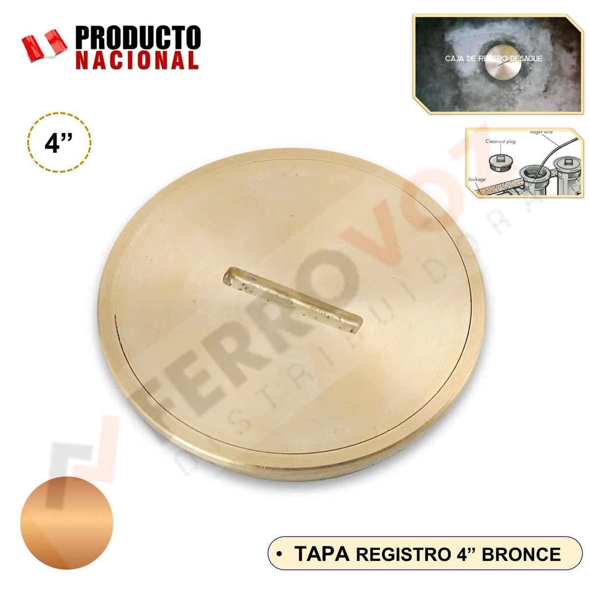 TAPA SUMIDERO REGISTRO 4" BRONCE – FERROVOZ IMPORT