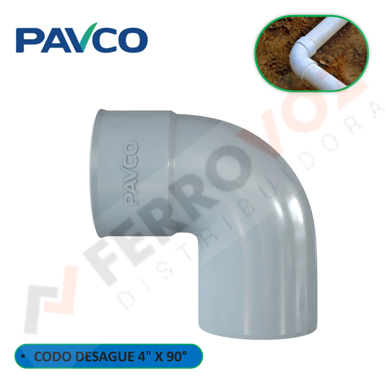 CODO DESAGUE 4" X 90° PESADO "PAVCO" – FERROVOZ IMPORT