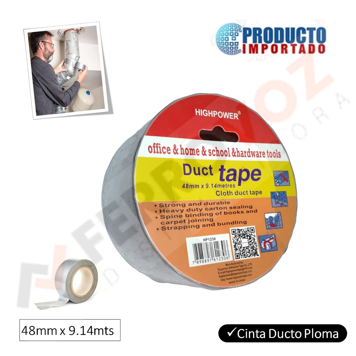 CINTA DUCTO 48 mm X 9.14 mts GRIS – FERROVOZ IMPORT