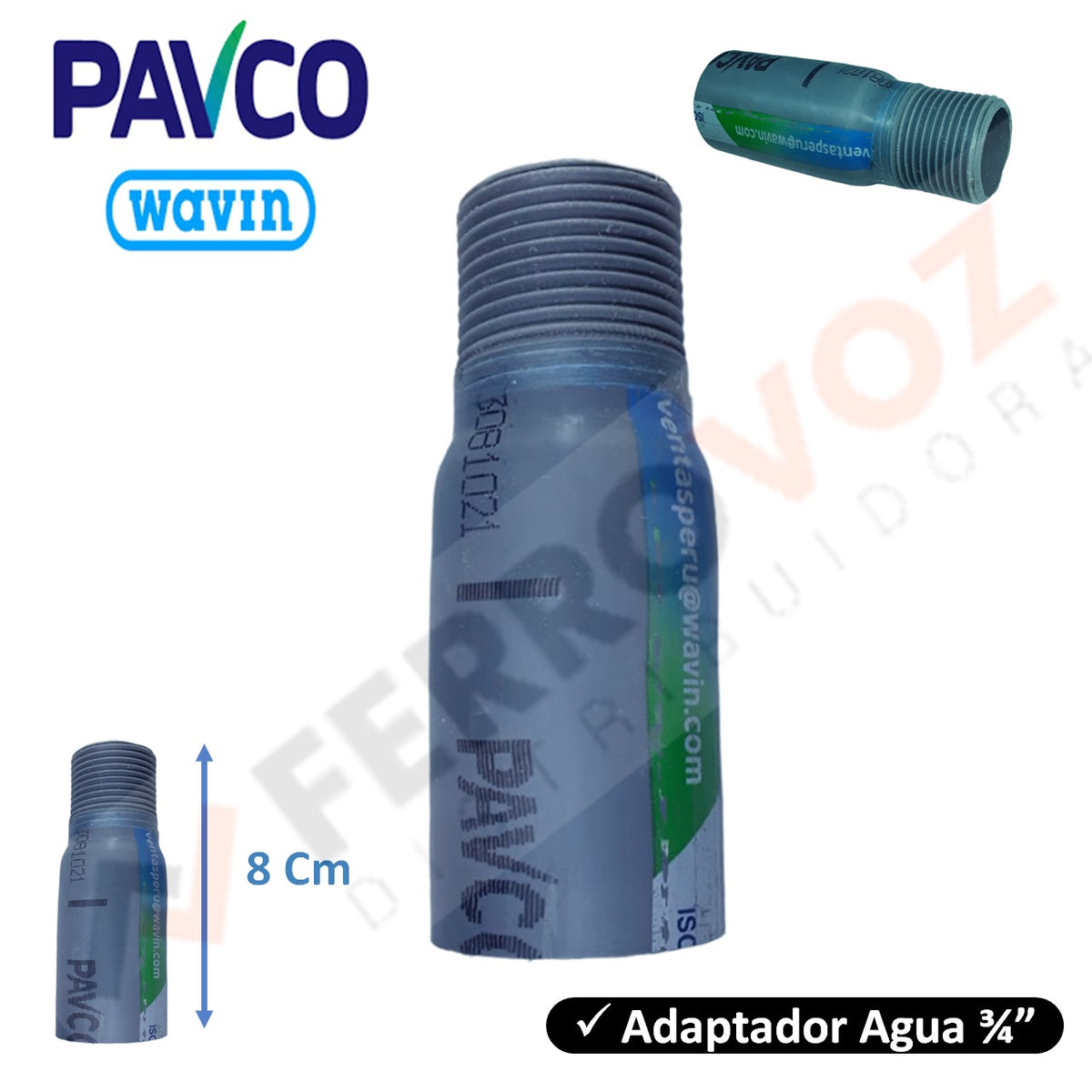 ADAPTADOR AGUA 3/4" PVC ROSCA TUBO PESADO "PAVCO" – FERROVOZ IMPORT